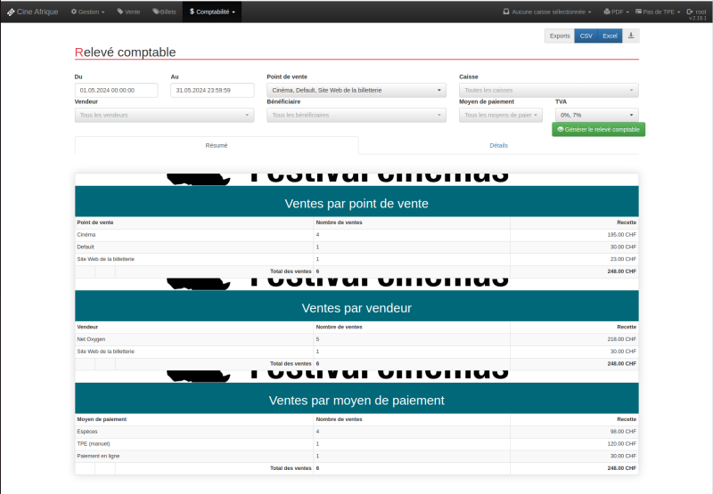 Relevé comptable | Ticketack